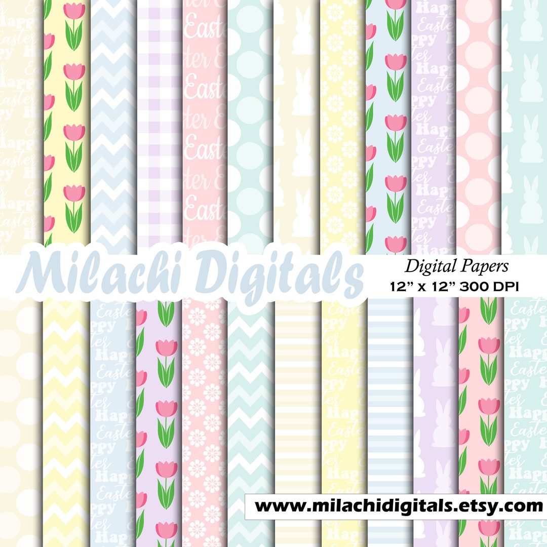 Easter Digital Paper, Easter Bunny Scrapbook Papers, Seamless ...