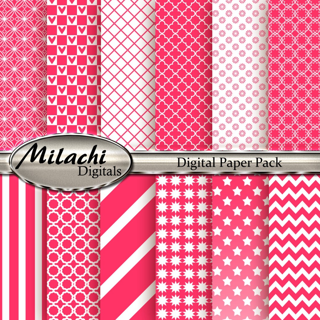 Watermelon Pink Digital Paper Pack Commercial Use Instant - Etsy