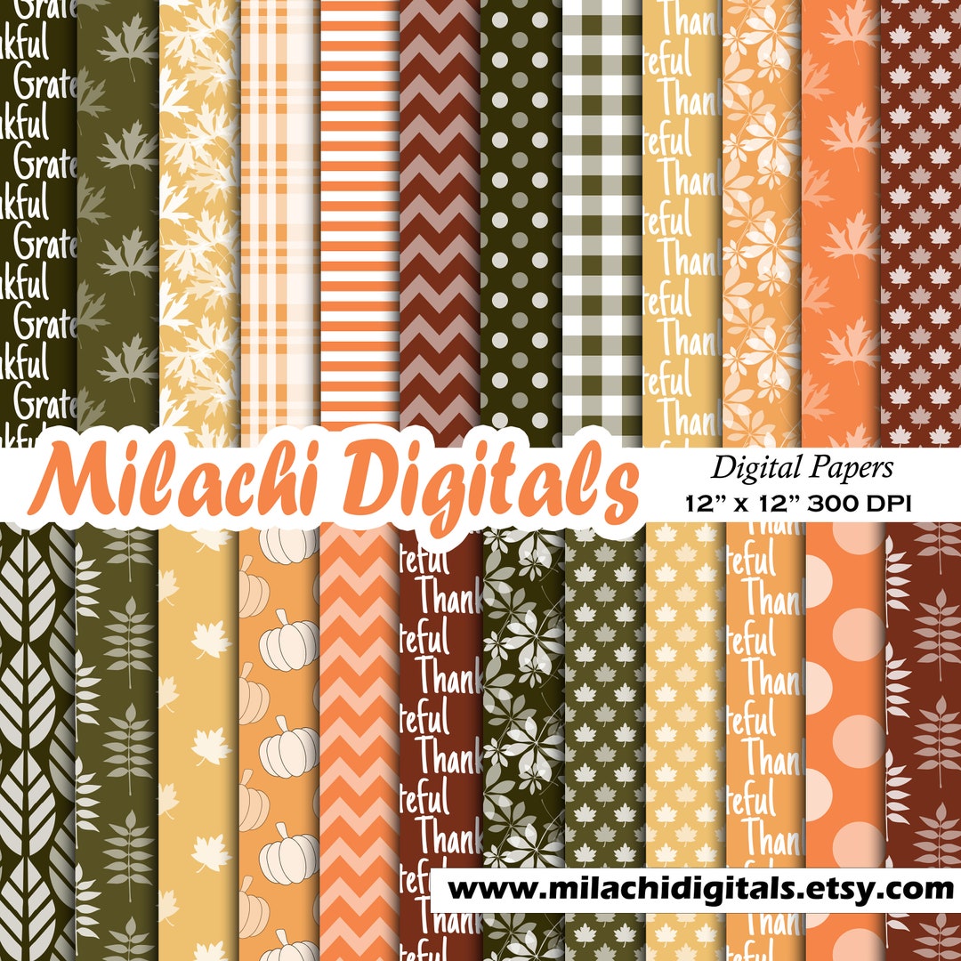 Fall Digital Paper Seamless Patterns Thanksgiving Scrapbook Papers ...