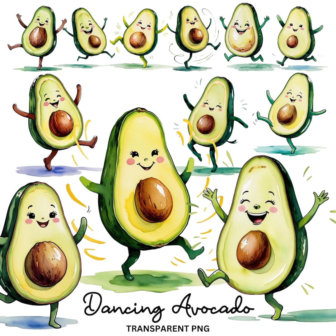 12 PNG Dancing Avocado Clipart, Dancing and Grooving With Joy ...