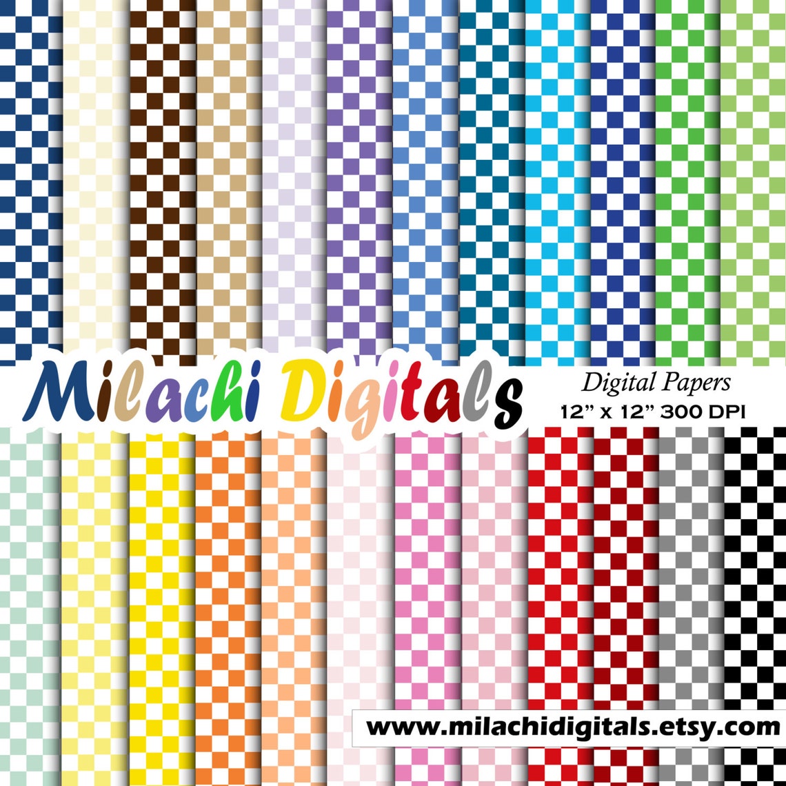 Checkerboard Digital Paper Scrapbook Papers Background - Etsy