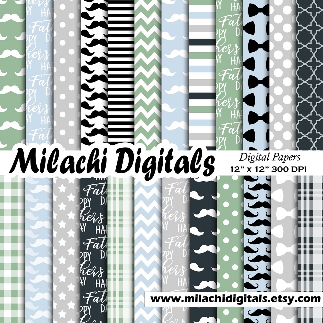 Father's Day Digital Paper Pack, Scrapbook Papers, Seamless Patterns ...