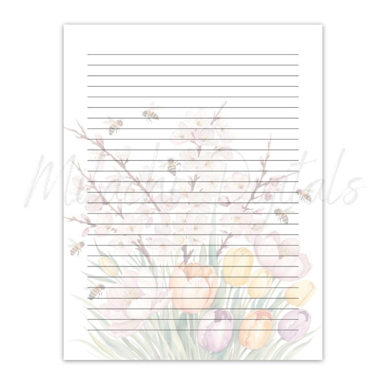 Spring Blossoms Printable Stationery - Floral-themed Lined and Unlined ...