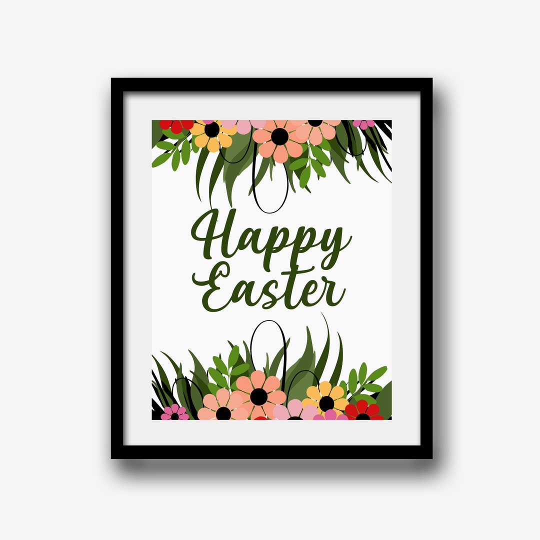 Happy Easter Sign Printable Wall Art Home Decor Easter - Etsy