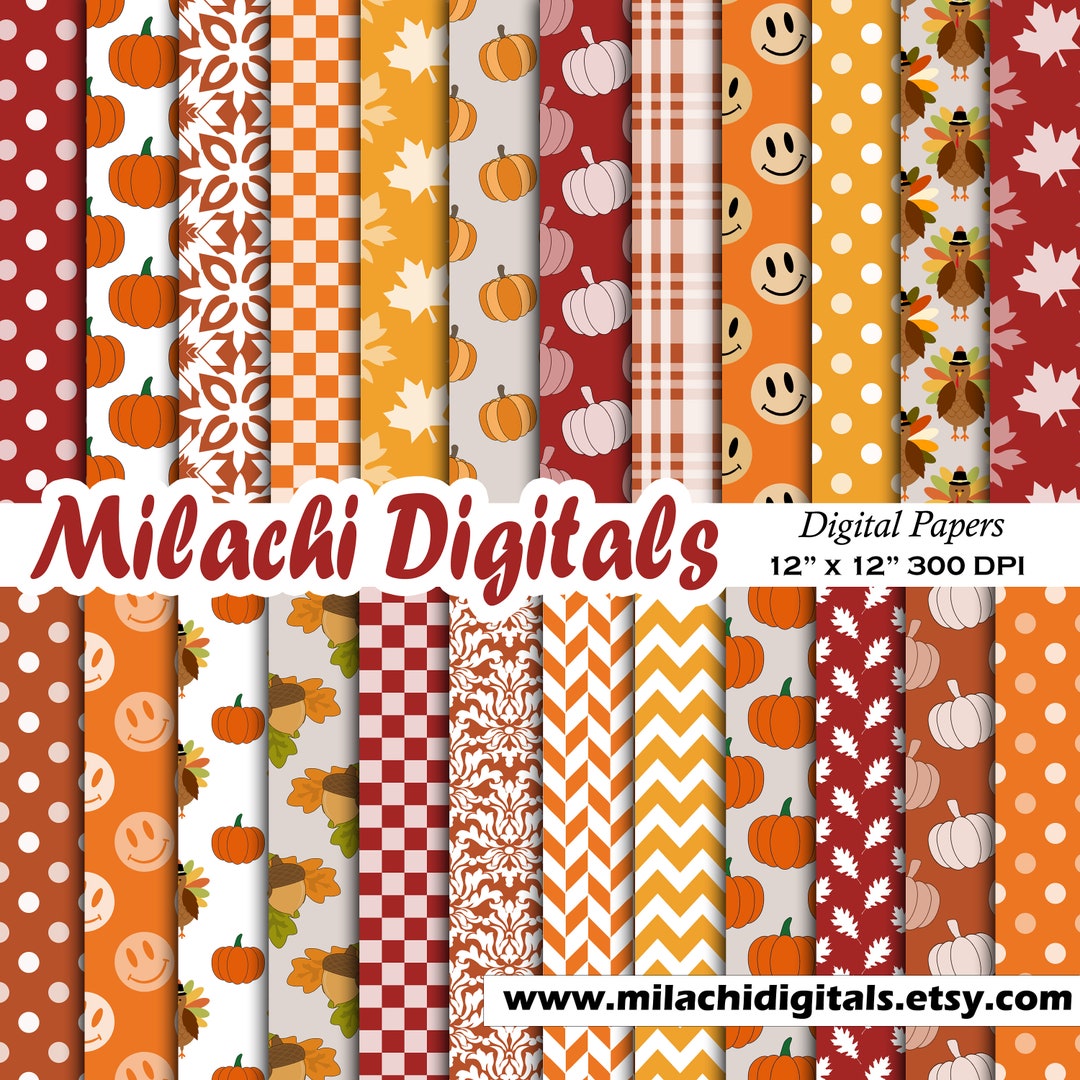 Thanksgiving Digital Paper Seamless Backgrounds, Fall Scrapbook Papers ...