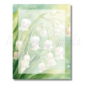 Lily of the Valley Printable Writing Paper Stationery, Digital Paper ...