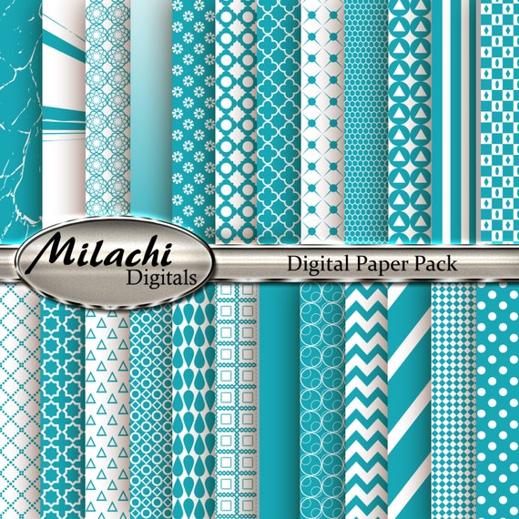Teal Blue Digital Paper Pack 8.5 X 11 - Etsy
