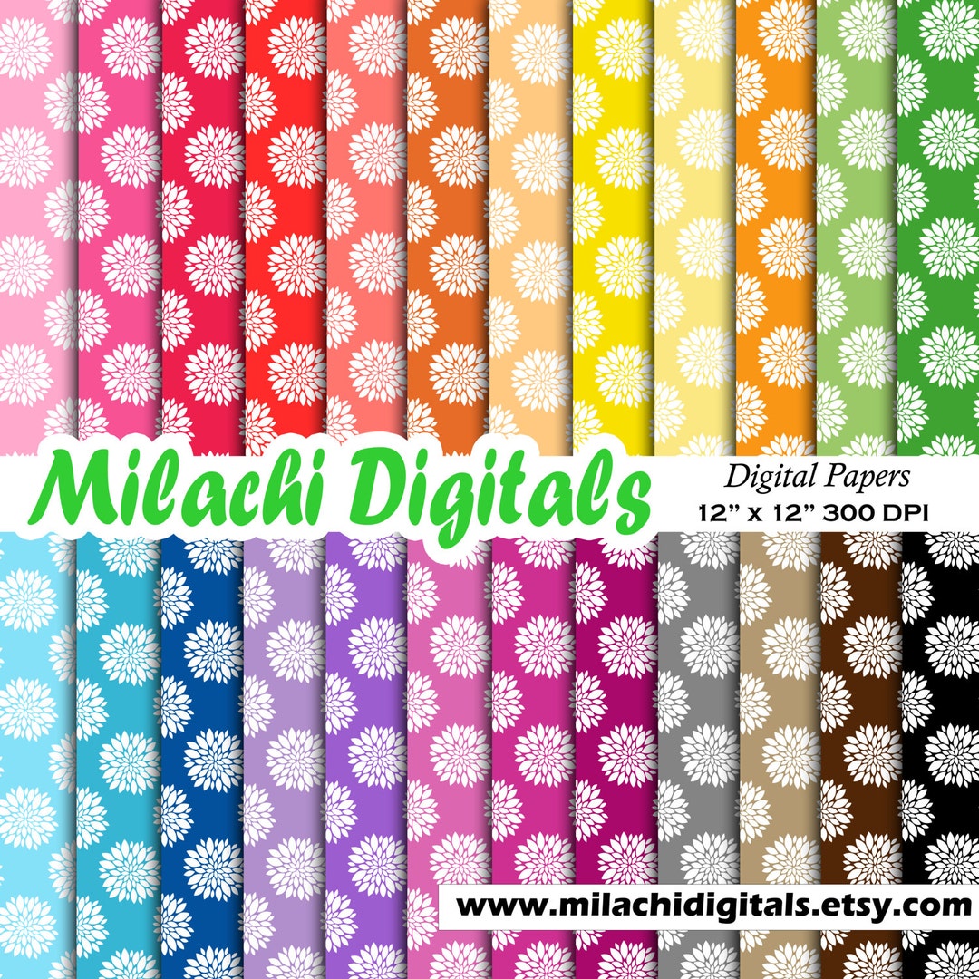 Dahlia Digital Papers, Floral Scrapbook Papers,blossom Wallpaper ...