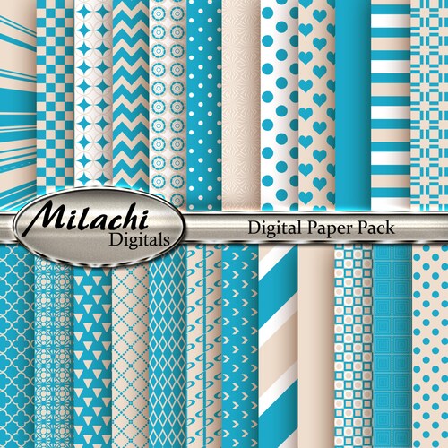 Teal and Red Digital Paper Scrapbook Papers Background - Etsy