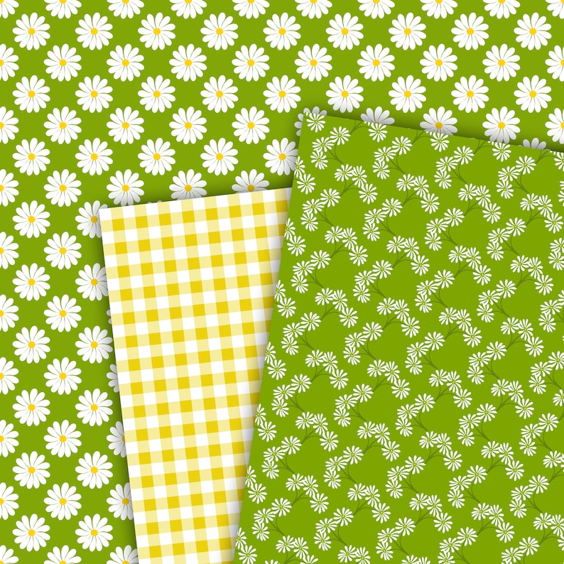 Daisy Digital Paper, Seamless Backgrounds, Birthday Scrapbook Papers ...