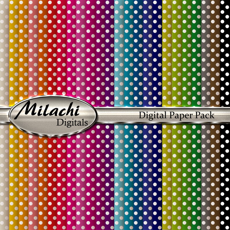 Rainbow Polka Dots Digital Paper Pack Commercial Use - Etsy