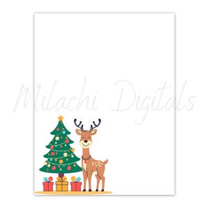 Printable Christmas Reindeer Stationery, Digital Paper for Journals ...