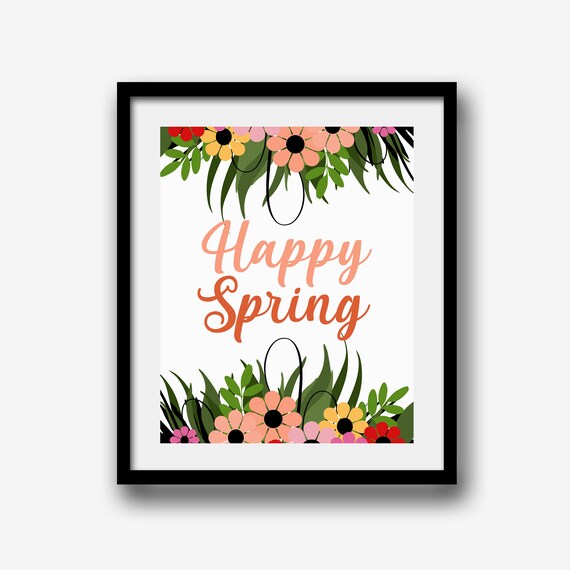 Happy Spring Sign Printable Wall Art Home Decor Spring - Etsy