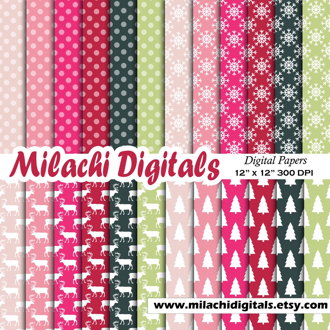 Christmas Digital Paper Holiday Scrapbook Papers Snowflake Wallpaper ...