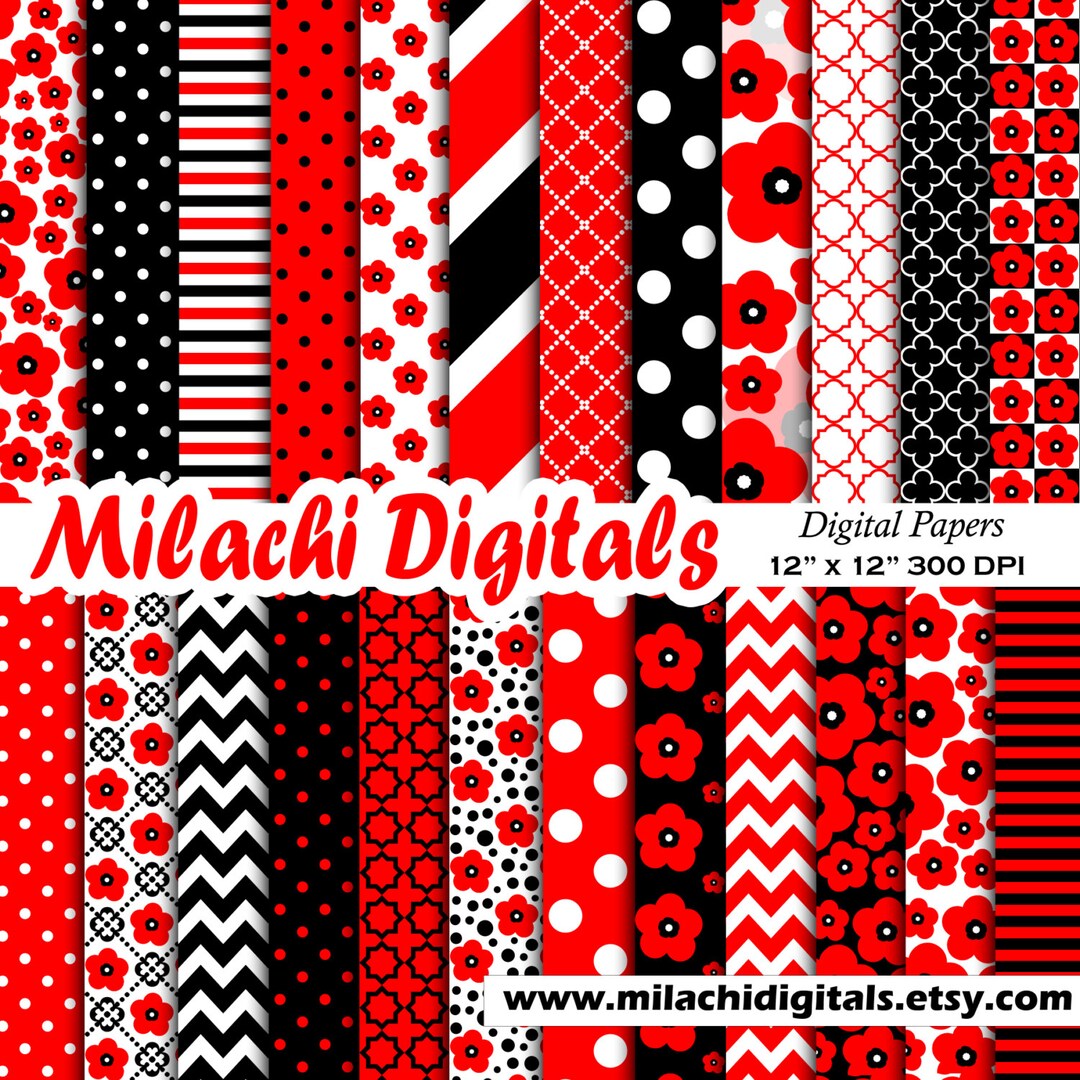 Poppy Digital Paper, Floral Scrapbook Papers, Poppy Flower Wallpaper ...