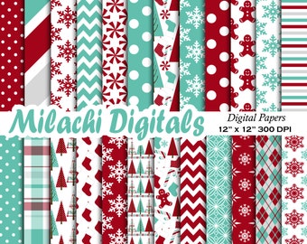 Christmas Digital Paper, Holiday Scrapbook Papers, Snowflake Wallpaper ...