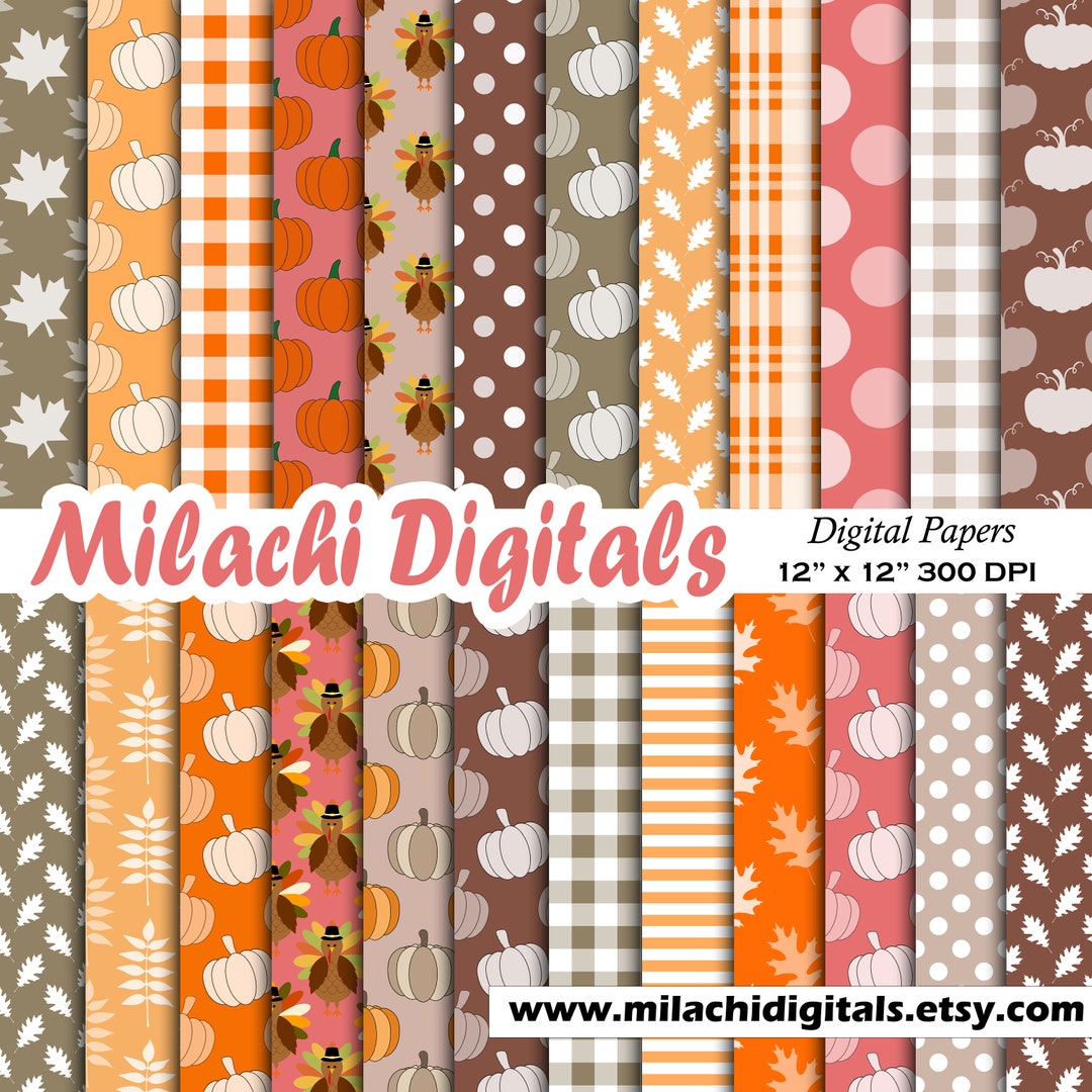 Thanksgiving Digital Paper Seamless Backgrounds, Fall Scrapbook Papers ...