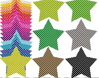 Star Clip Art Polka Dot Stars Digital Clipart Instant Download ...