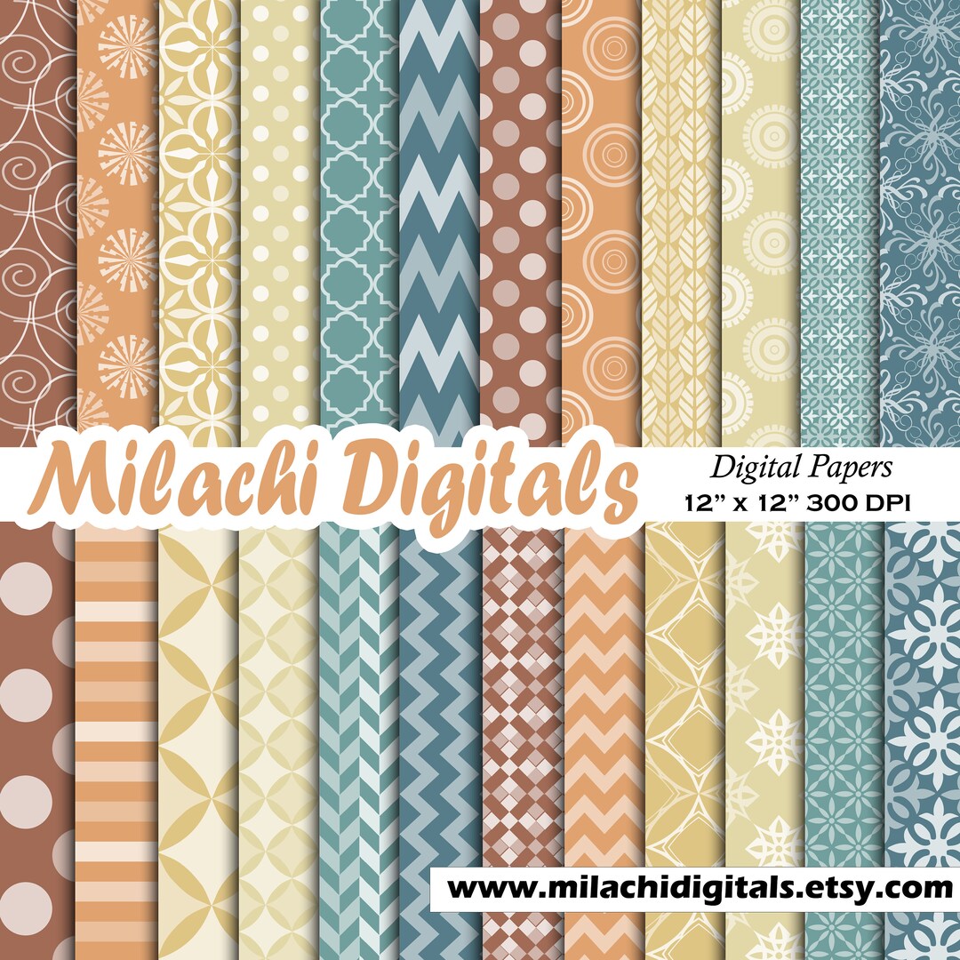 Retro Vintage Digital Paper, Seamless Backgrounds, Retro Scrapbook ...