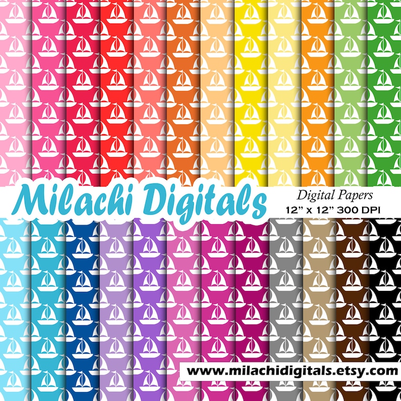 Boat Digital Paper, Sailing Scrapbook Papers, Nautical Wallpaper, Sail ...