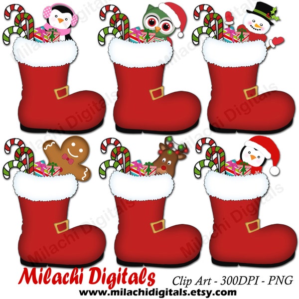 Santa Boots Clipart - Etsy