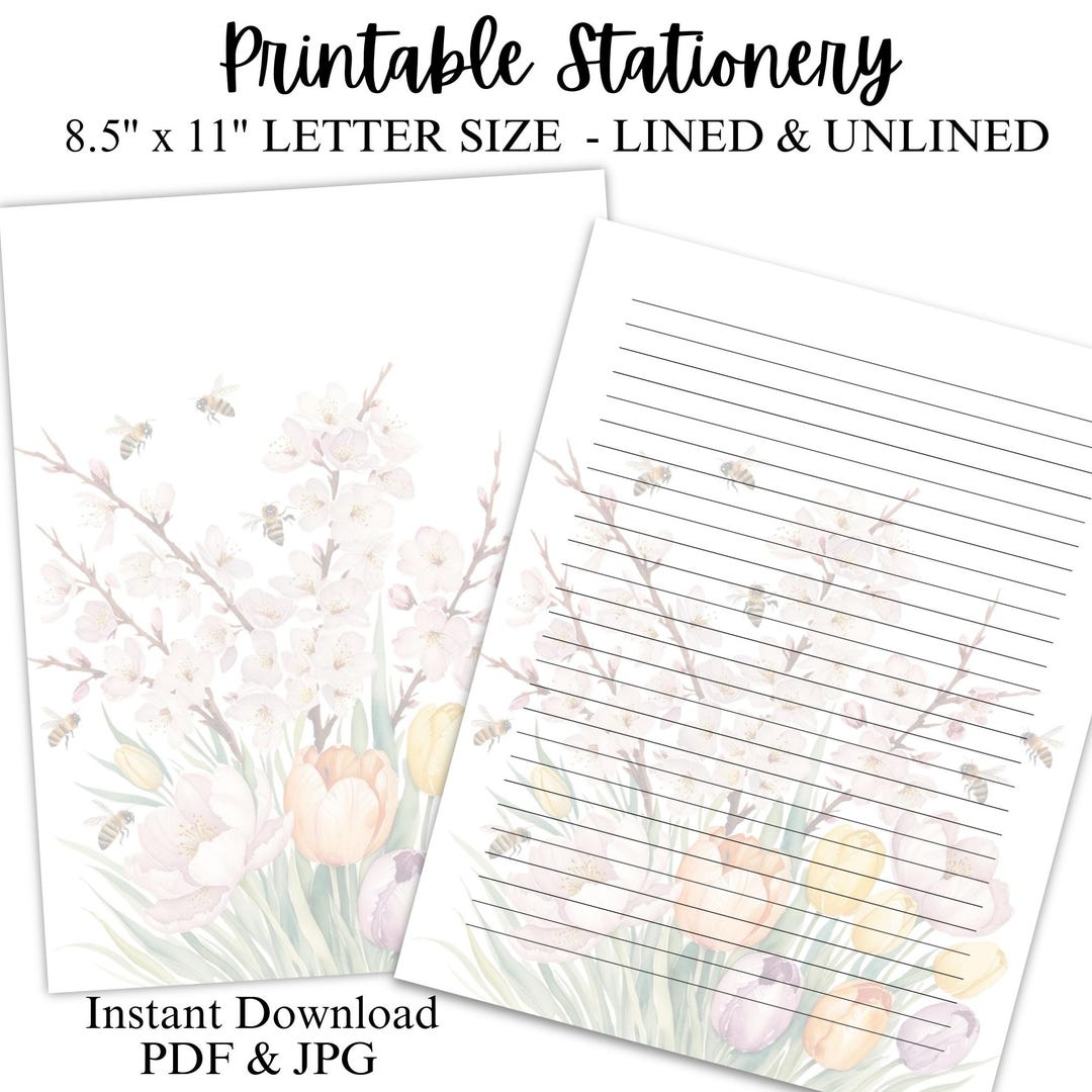 Spring Blossoms Printable Stationery - Floral-themed Lined and Unlined ...