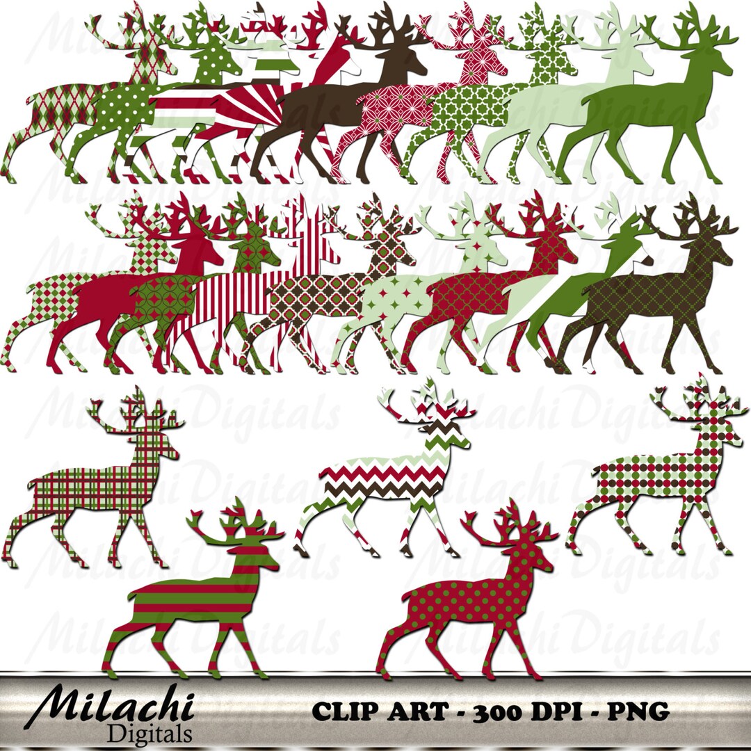 Christmas Reindeer Digital Clip Art - Commercial Use - Instant Download ...