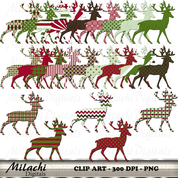 Christmas Reindeer Digital Clip Art Commercial Use Instant - Etsy
