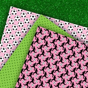 Pink Soccer Digital Paper, Sport Scrapbook Papers, Football Background ...