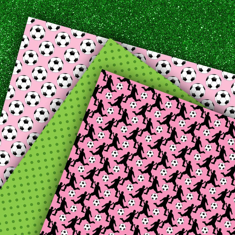 Pink Soccer Digital Paper Sport Scrapbook Papers Football | Etsy