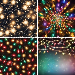 Christmas Lights Digital Paper Pack 12"x12", Christmas Scrapbook Paper ...