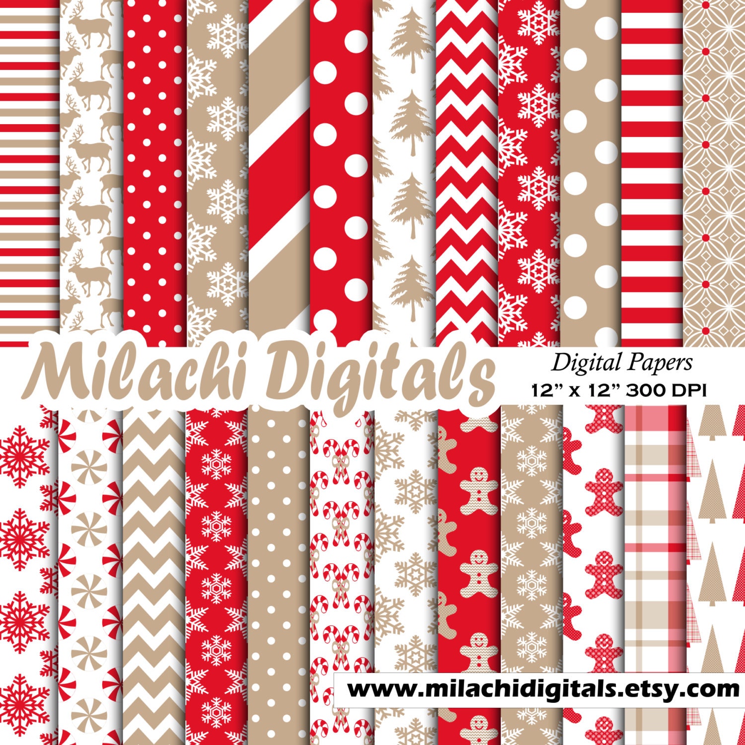 Papel digital de Navidad papeles de álbum de recortes de - Etsy México