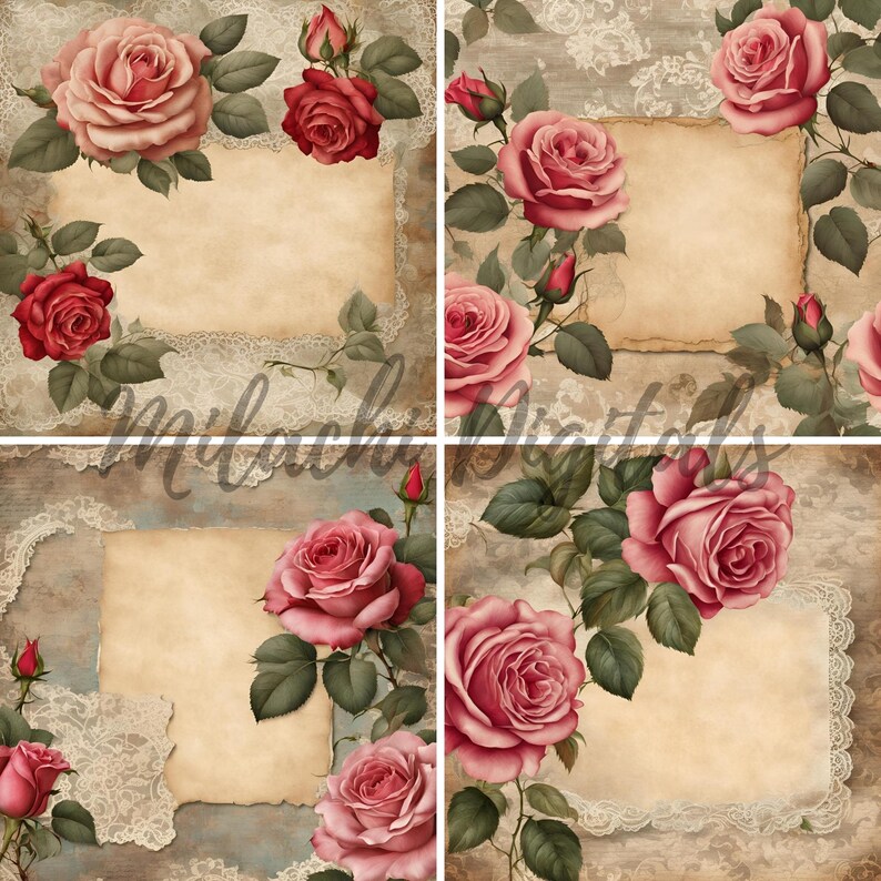Shabby Chic Digital Paper Pack 12"x12", Floral Background, DIY Crafts ...