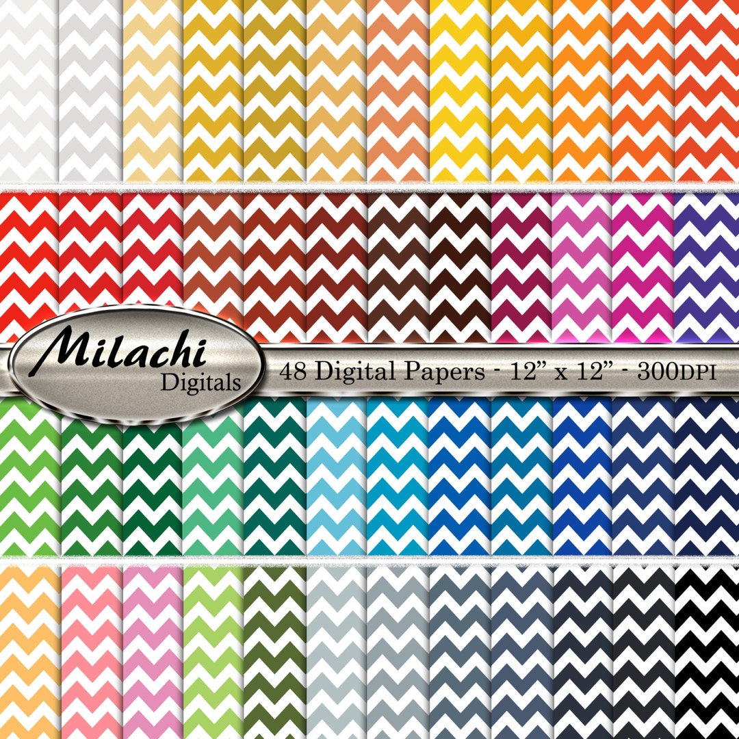 48 Digital Papers Chevron Printable Digital Paper Pack 12 X 12 ...