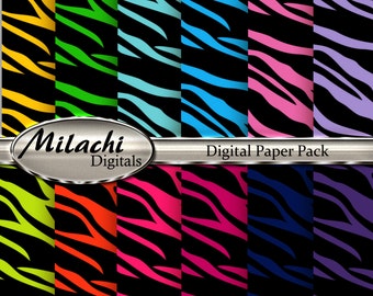 Zebra Print Digital Paper Pack Commercial Use Instant | Etsy