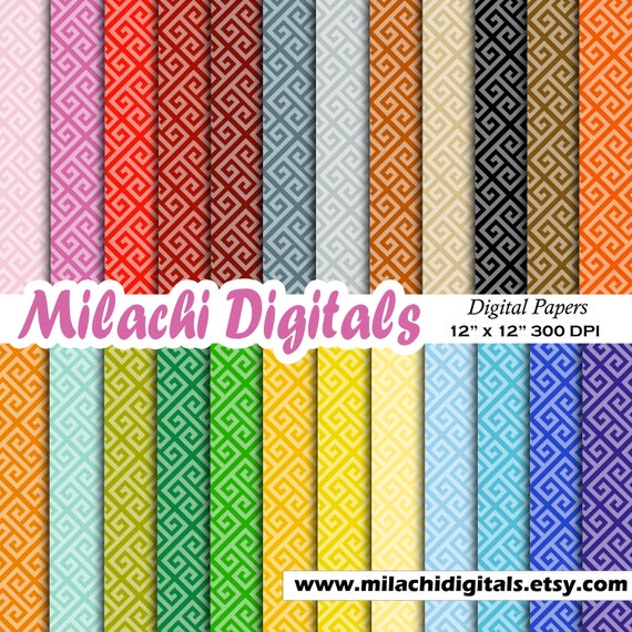 Greek Key Digital Paper Printable Digital Scrapbooking | Etsy