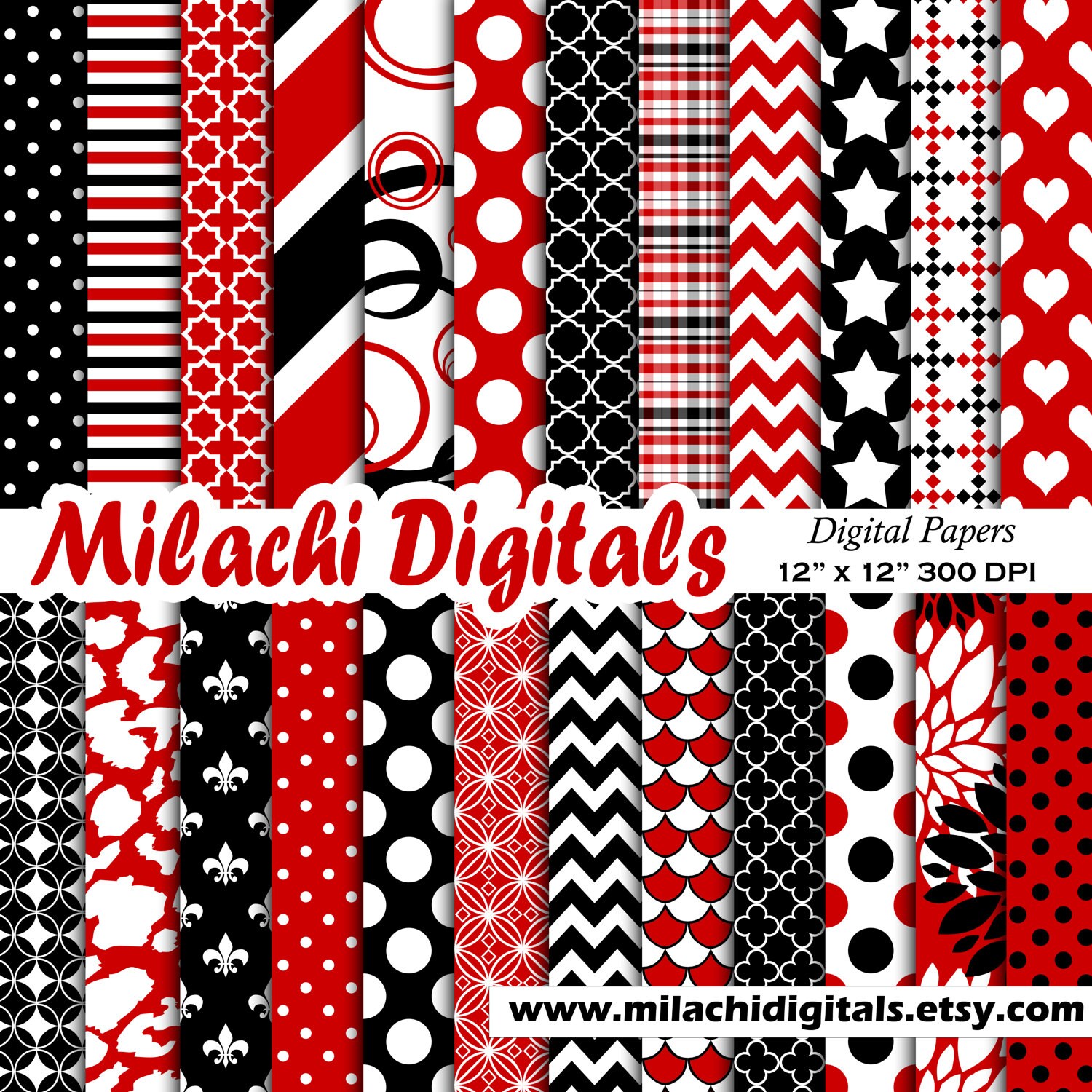 Red and Black Digital Papers Scrapbook Papers Background - Etsy