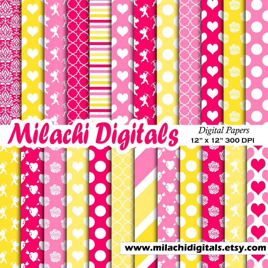 Valentine Digital Paper, Valentine's Day Scrapbook Papers, Hearts ...