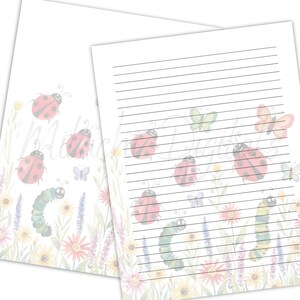 Cute Bugs Printable Stationery | Lined & Unlined Paper PDF and JPG ...
