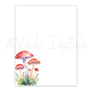 Mushrooms Stationery Printable, Journal, Letter Writing, Office Notepad ...