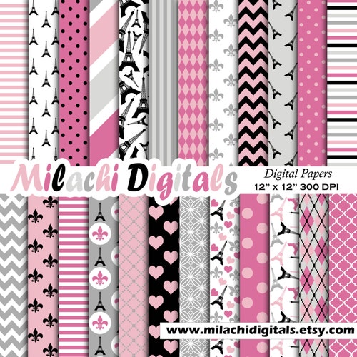 Paris Digital Paper Eiffel Tower Printable Digital Background - Etsy