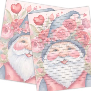 Valentine's Day Gnome Printable Writing Paper Stationery, Digital Paper ...