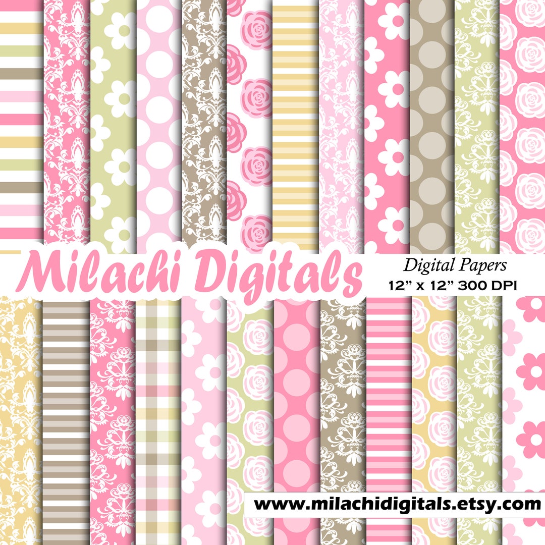 Mother's Day Digital Paper, Seamless Backgrounds, Damask Pattern ...