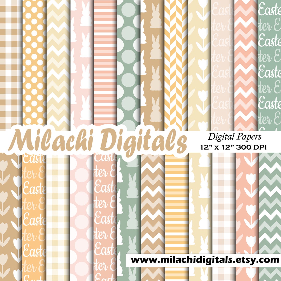 Easter Digital Paper, Easter Bunny Scrapbook Papers, Seamless ...