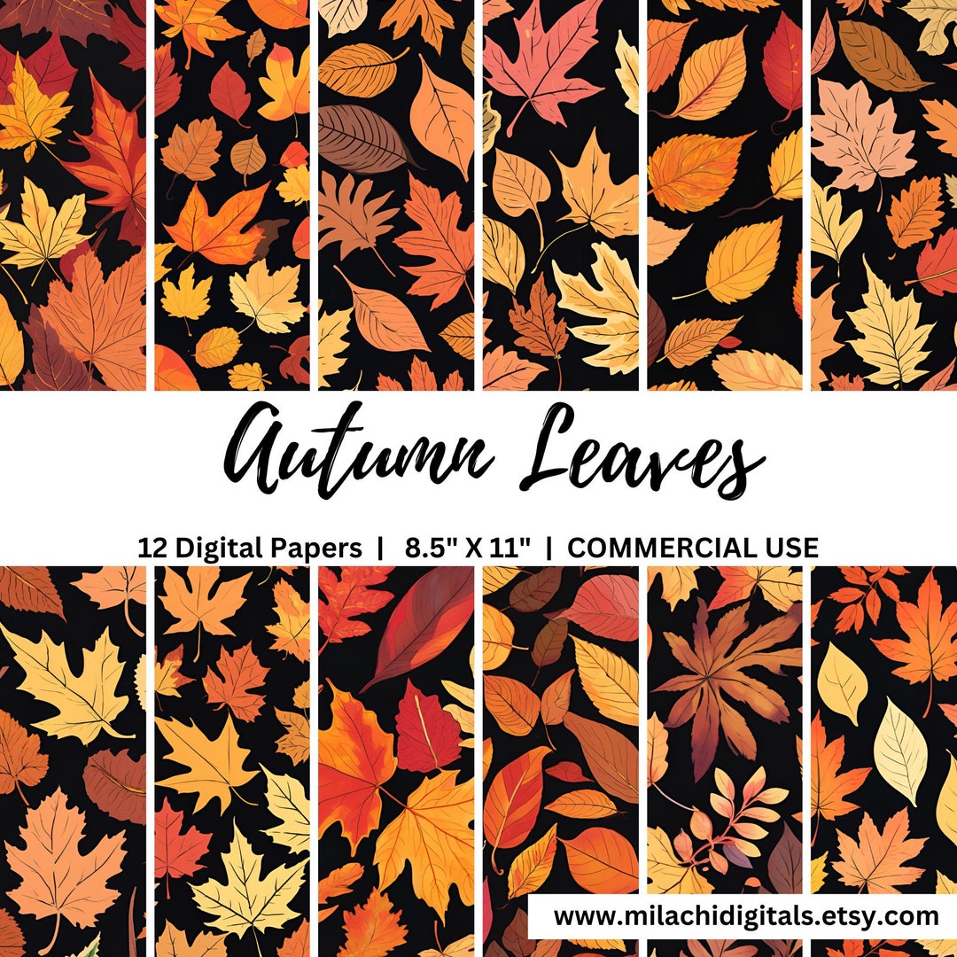 Autumn Leaves Digital Paper Pack 8.5"x11" Fall Junk Journal Printable ...