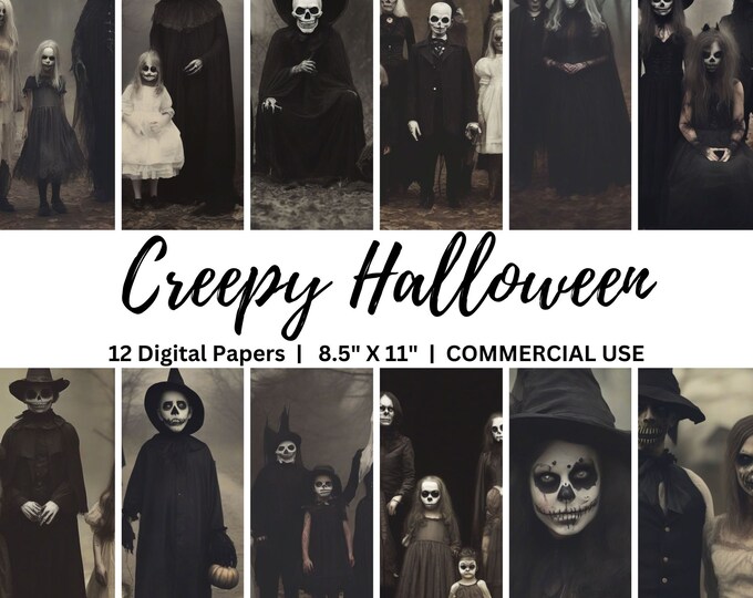 Printable Halloween Characters Digital Papers, Horror Halloween ...