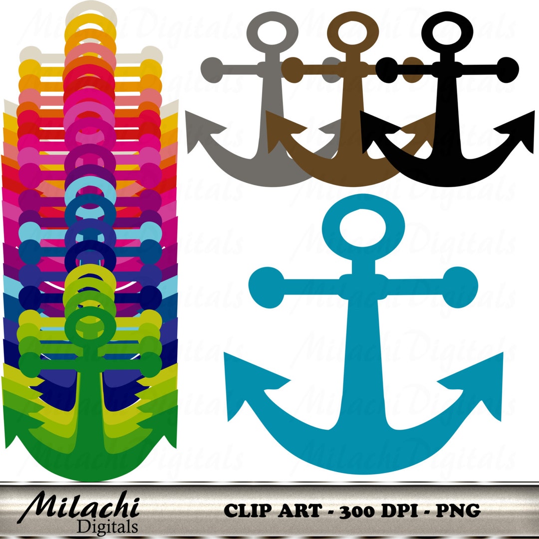 Rainbow Anchors Digital Clip Art - Commercial Use - Instant Download ...