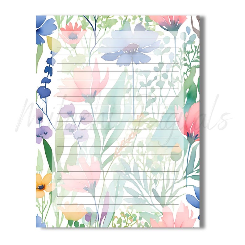 Printable Writing Paper Wildflowers Stationery, Digital Paper for ...