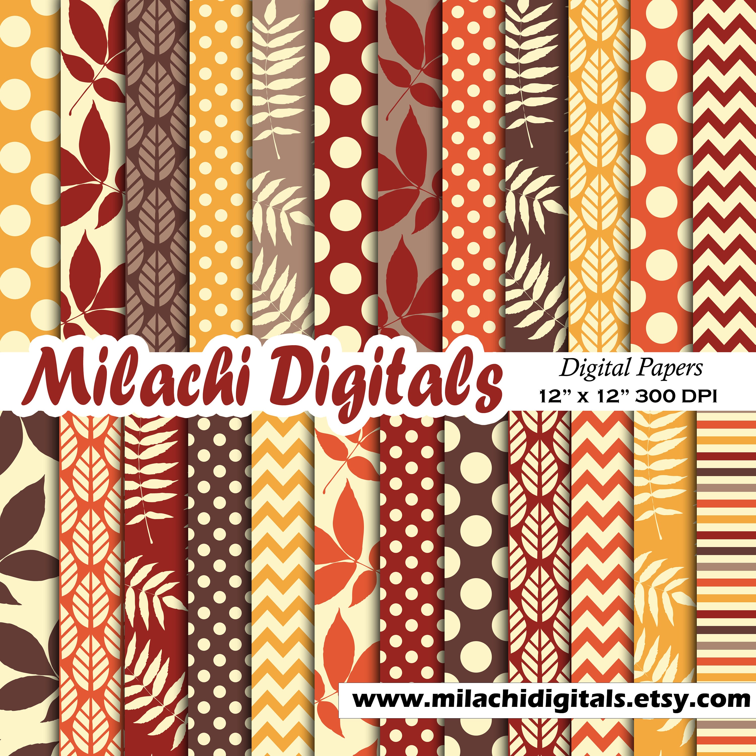 Thanksgiving Digital Paper Fall Scrapbook Papers Autumn Leaves | Etsy