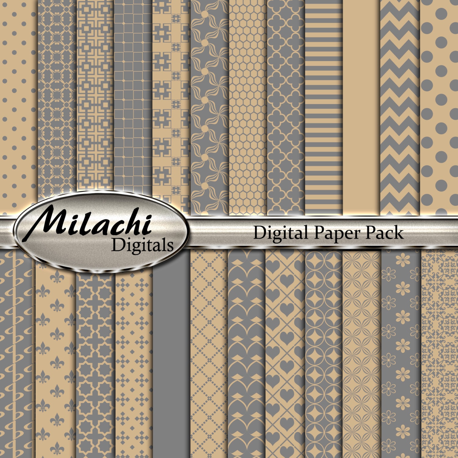 Gray and Tan Digital Paper Pack, Scrapbook Papers, Backgrounds ...
